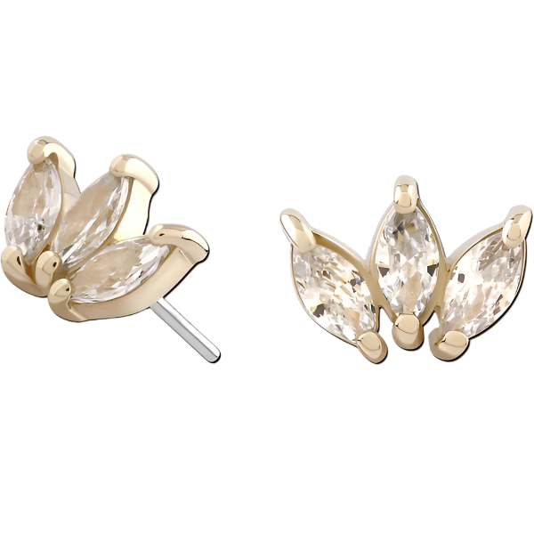 3 Gem Marquise Fan- Genuine Lab Diamond- Threadless Attachment – Cherrycore