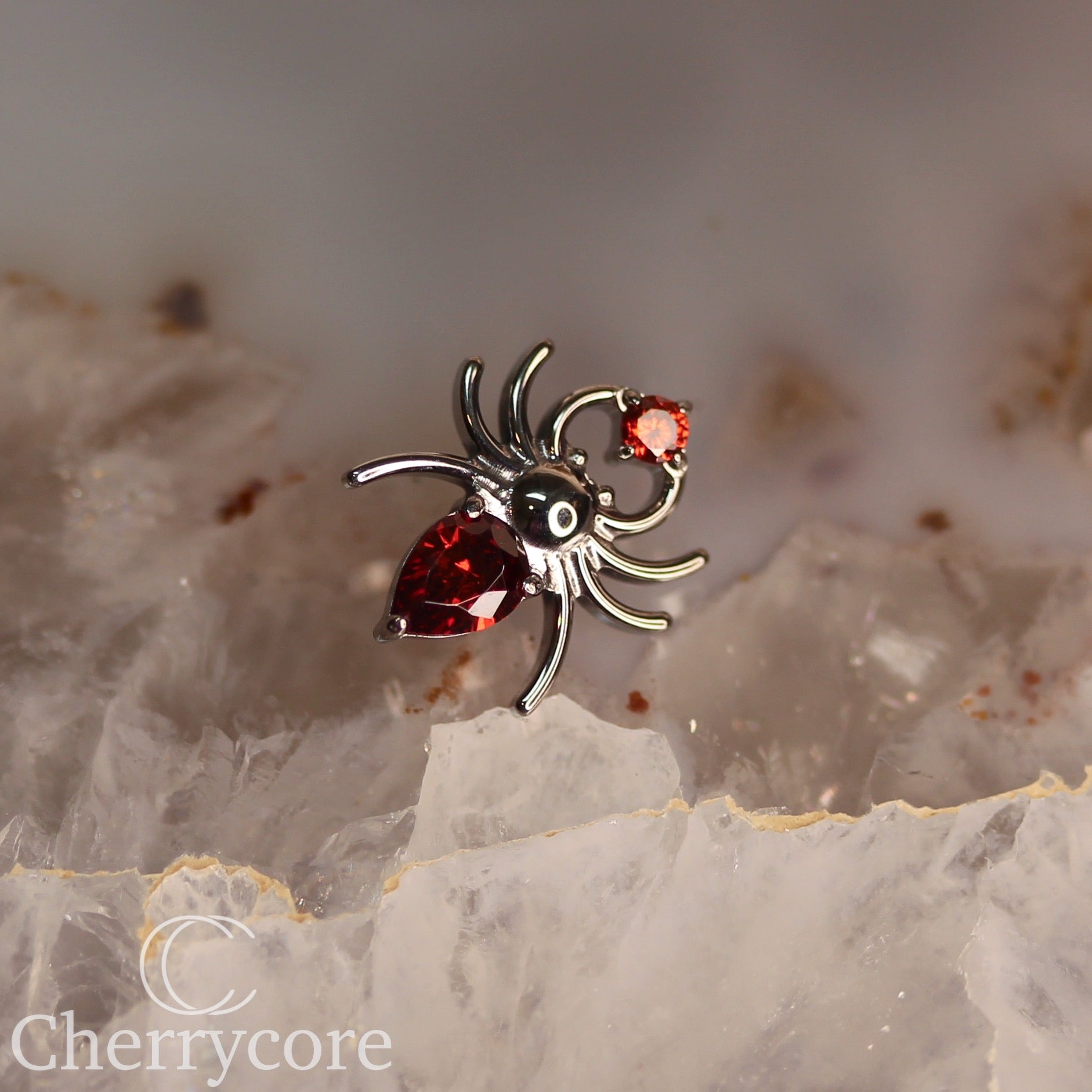 Spider- Garnet CZ- Threaded attachment – Cherrycore